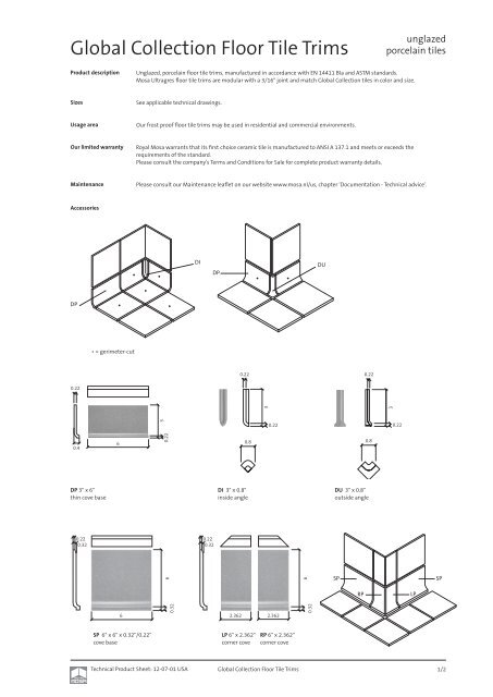 Global Collection Floor Tile Trims - Mosa