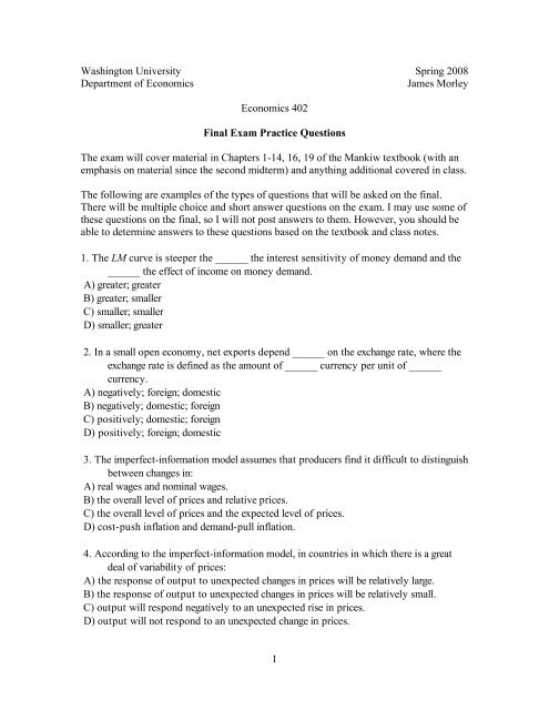 Final Exam Practice Questions