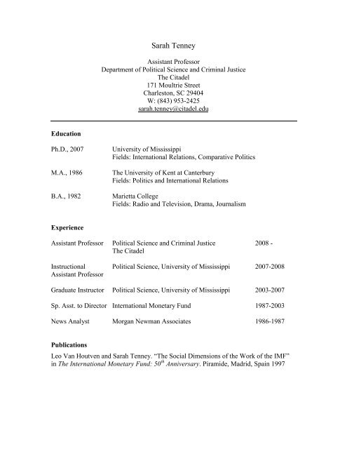 Sarah Tenney - The Citadel