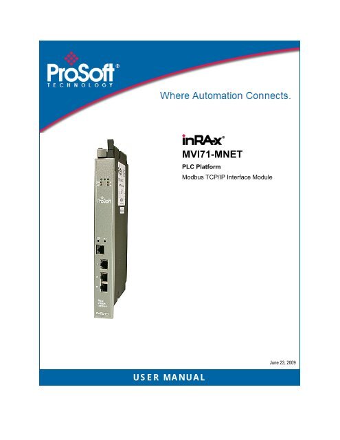 Guide to the MVI71-MNET User Manual - ProSoft Technology