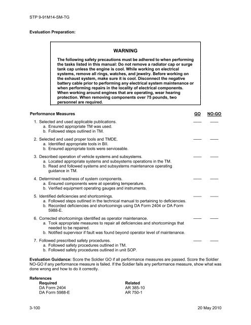 STP 9-91M14-SM-TG Evaluat