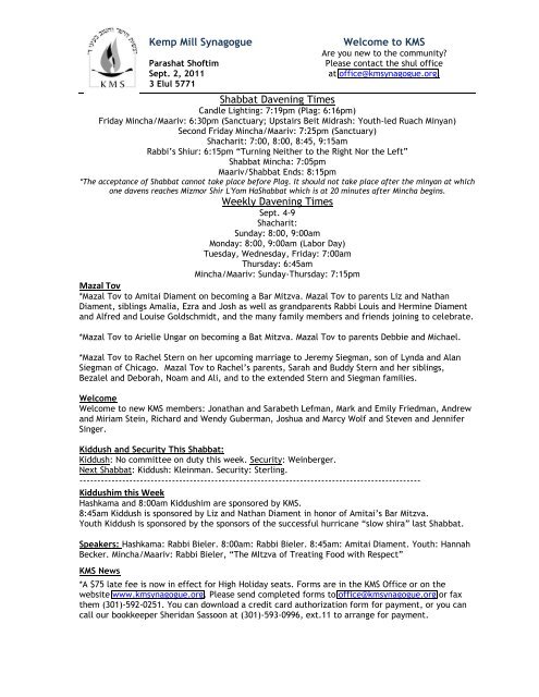 Kemp Mill Synagogue Welcome to KMS - Baltimore Jewish Life