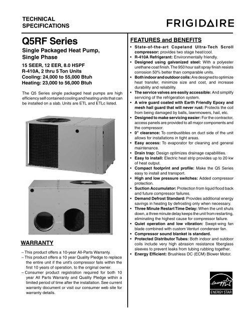 Package Unit Specification Sheets