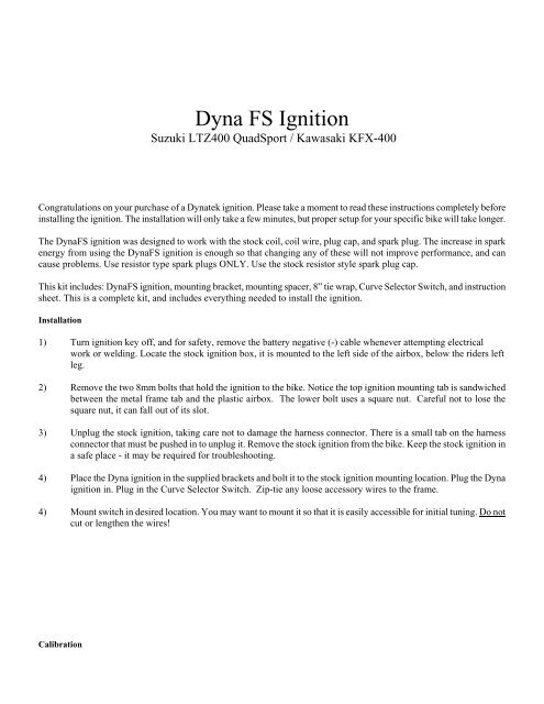 KFX400 Dyna FS Ignition (Programmable)