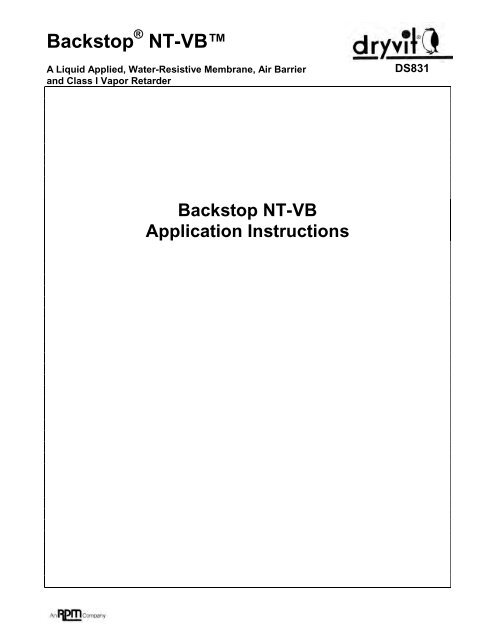 Backstop NT-VB - DS831 - Dryvit