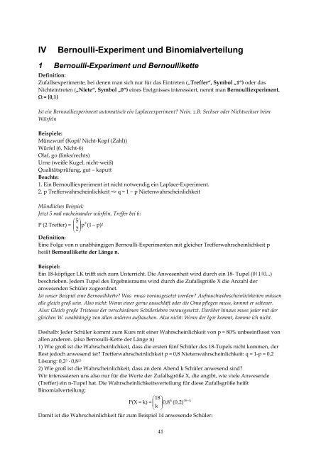 Bernoulli Experiments