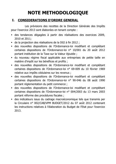 Note méthodologique Direction Générale des Impôts - Ministère du ...