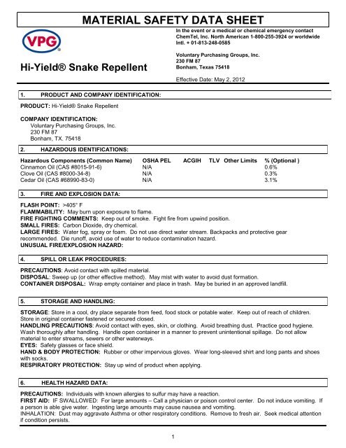 Hi-Yield Snake Repellent MSDS - Do My Own Pest Control
