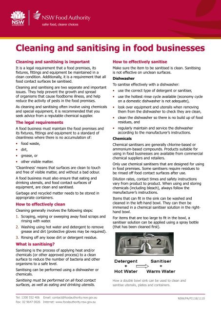 Cleaning and sanitising in food businesses - NSW Food Authority