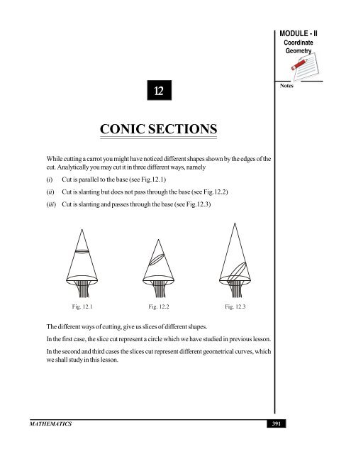 CONIC SECTIONS
