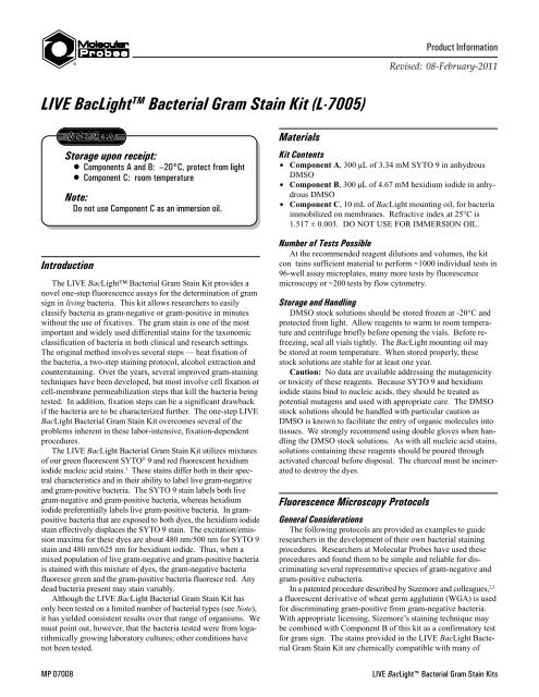 LIVE BacLight Bacterial Gram Stain Kit