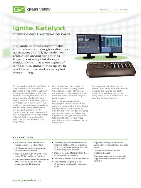 Ignite Katalyst Programmable Automation Panel - Grass Valley