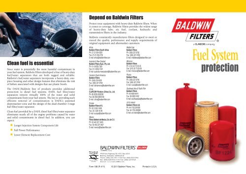 Fuel System Protection Brochure(pdf) - Baldwin Filters