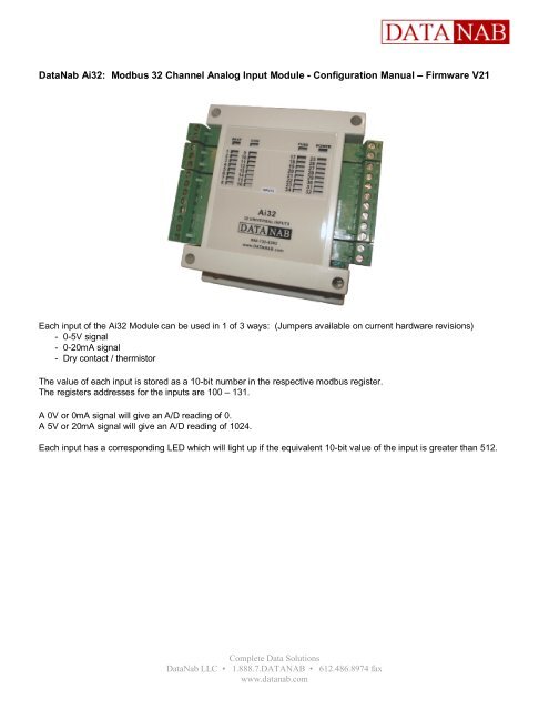 DataNab Ai32 Manual