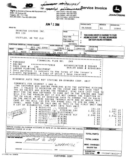 ervice Invoice - John Deere MachineFinder