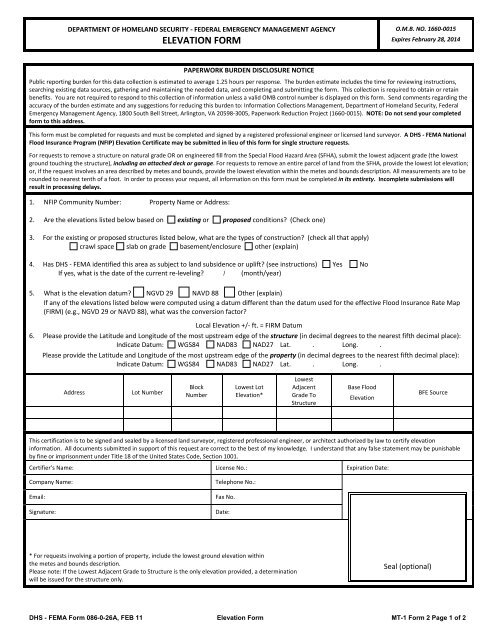 elevation form - Flood Hazard Mapping Annex - Federal Emergency ...