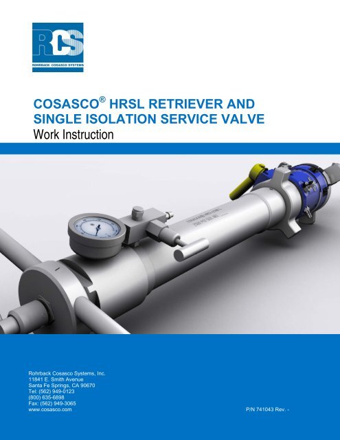 Work Instruction - Rohrback Cosasco Systems