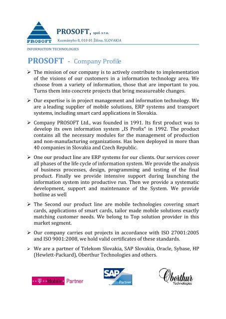 PROSOFT - Company Profile
