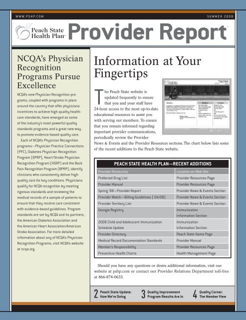 Information at Your Fingertips - Peach State Health Plan Peach ...
