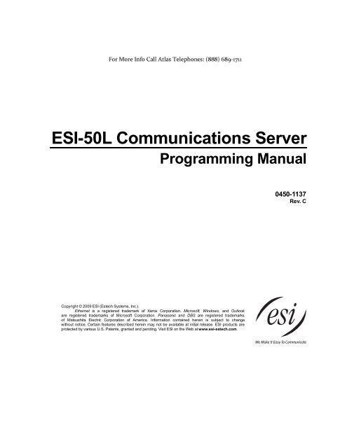 ESI-50L Communications Server Programming ... - Atlas Telephones