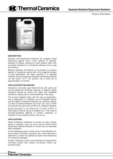 Kaowool Hardener/Superwool Hardener - Artisan Foundry
