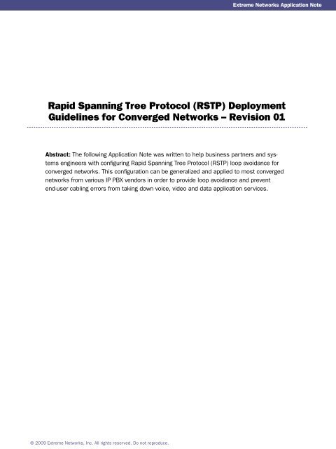 Rapid Spanning Tree Protocol Rstp Extreme Networks