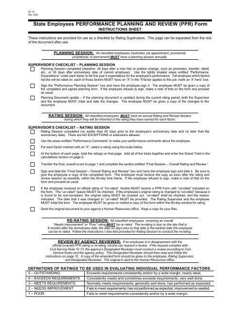State Employees Performance Planning And Review (ppr) Form