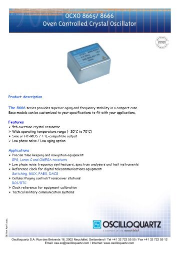OCXO: Oven Controlled Crystal Oscillator - Vectron International