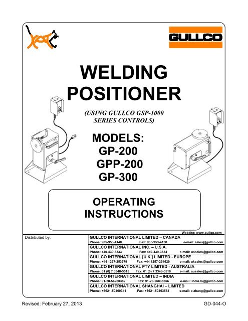 WELDING POSITIONER - All Categories On Gullco International, Inc.
