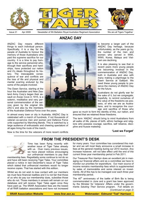 New 5RAR association banner - Fifth Battalion Royal Australian ...