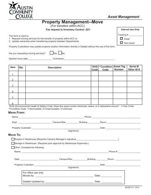 Property Management Move Form