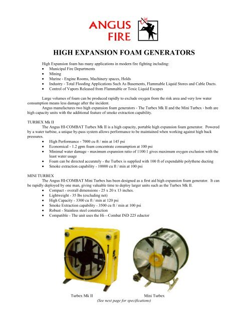 HIGH EXPANSION FOAM GENERATORS
