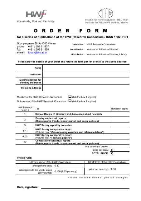 Order Form - HWF
