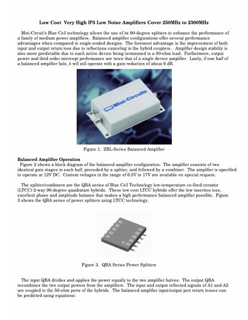Low Cost Very High IP3 Low Noise Amplifiers Cover ... - Mini-Circuits