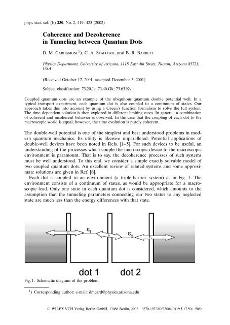 Coherence and Decoherence in Tunneling between Quantum Dots
