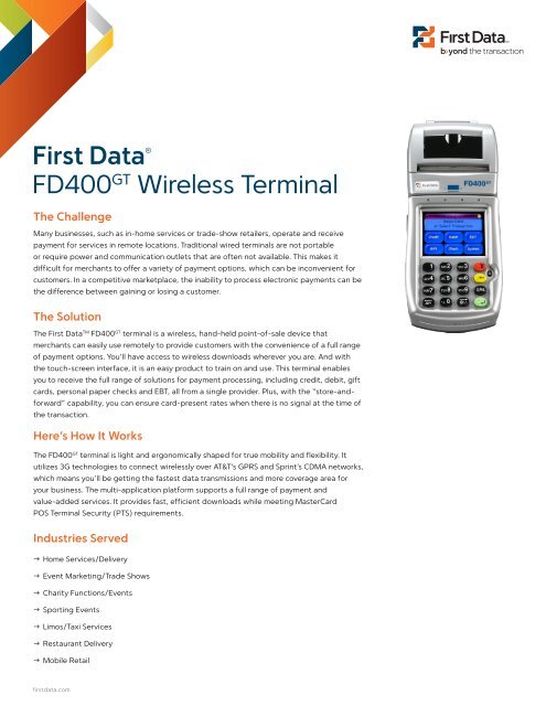 First Data® FD400GT Wireless Terminal