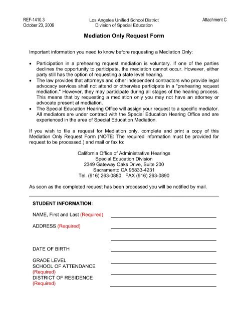 LAUSD-6 Mediation Request Form.pdf - Direction Service