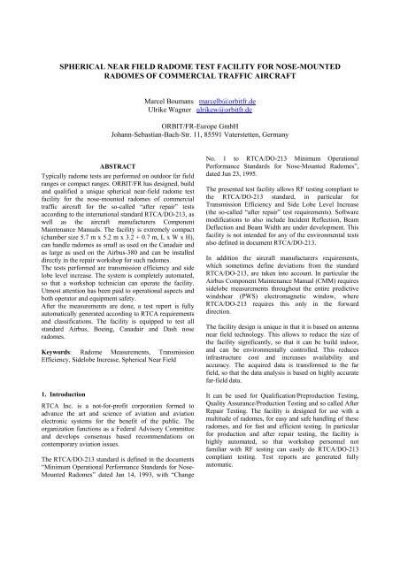 spherical near field radome test facility for nose ... - CT Systemes