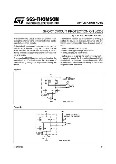 SHORT CIRCUIT PROTECTION ON L6203