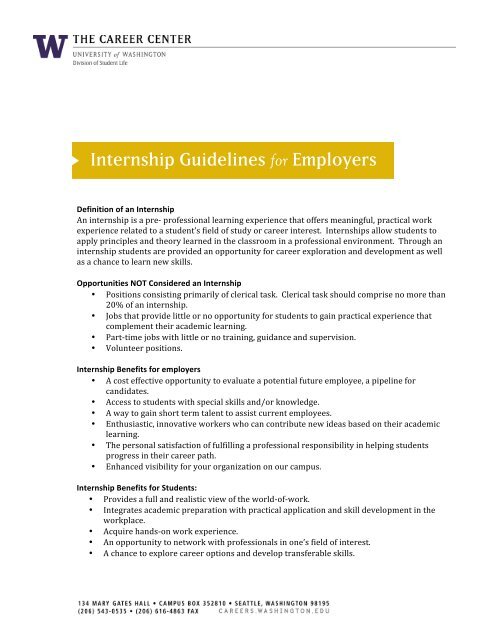 Internship Guidelines for Employers - The Career Center of the ...