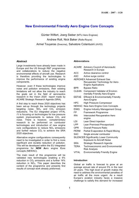 New Environmental Friendly Aero Engine Core Concepts - NEWAC