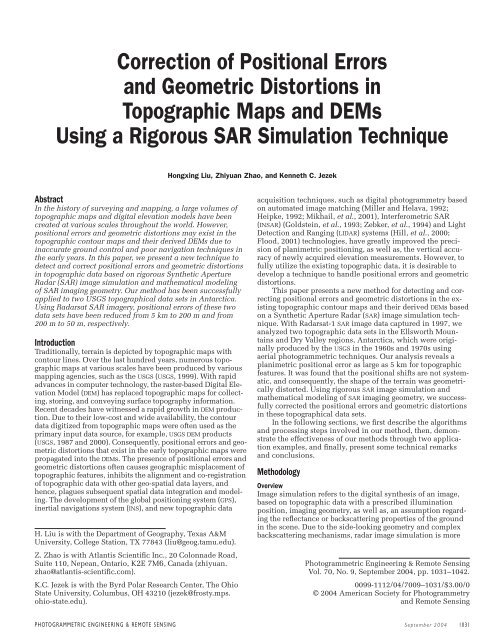 Correction of Positional Errors and Geometric Distortions in ...