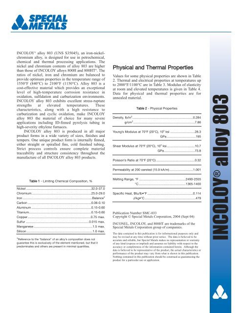 Incoloy alloy 803.pdf - PCC Forged Products