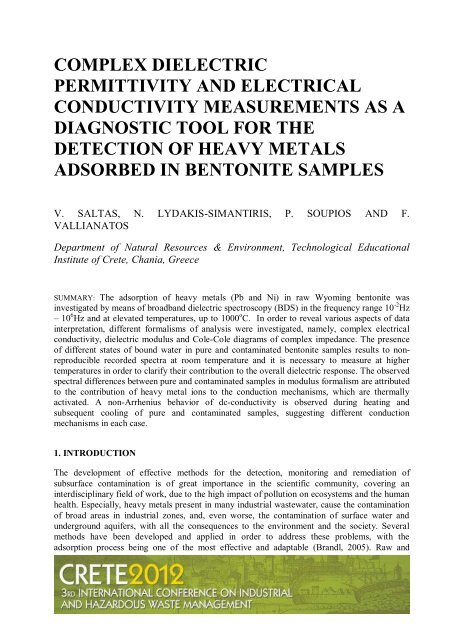 Complex dielectric permittivity and electrical conductivity ...
