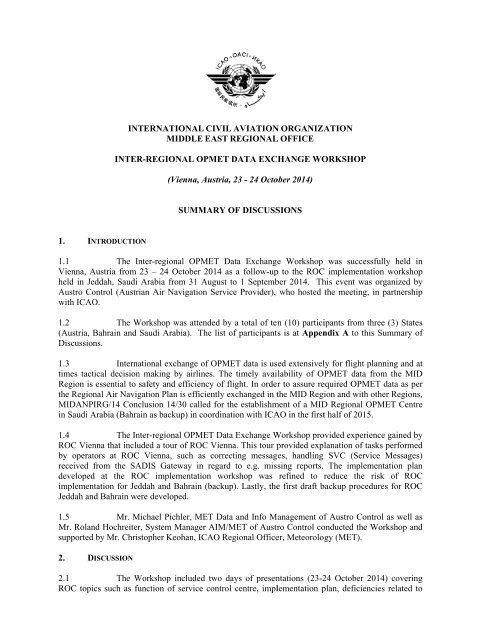 Summary of Discussions