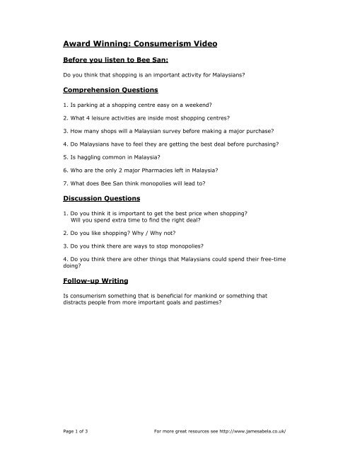 Lesson Plan, handout and Script - James Abela ELT
