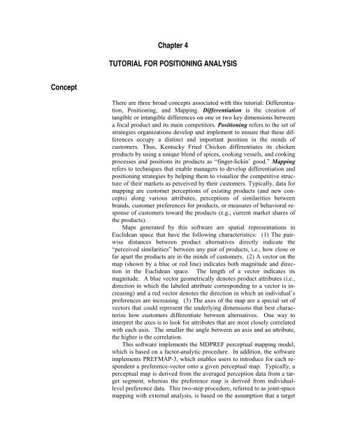 Chapter 4 TUTORIAL FOR POSITIONING ANALYSIS Concept