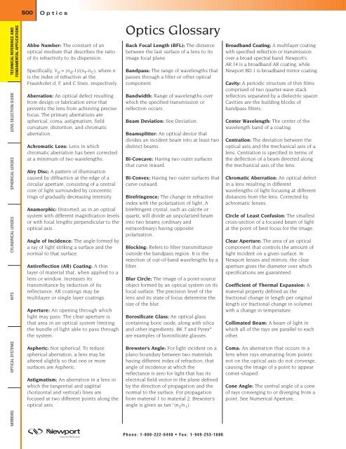A useful list with explanations of commonly used optical terms (pdf)
