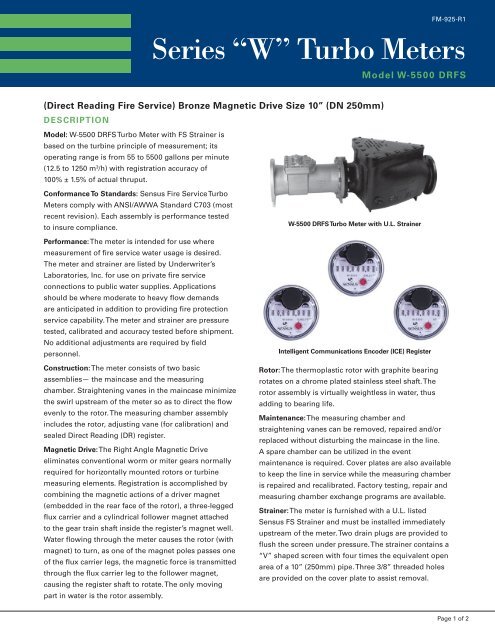 10" W-5500 DRFS (FM-925) - Sensus