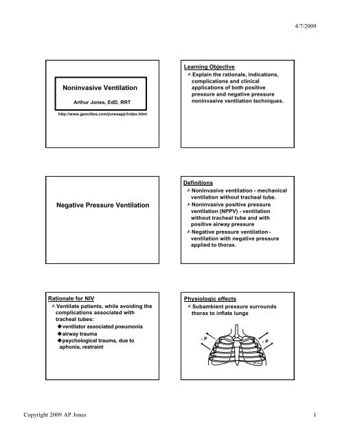Noninvasive Ventilation Negative Pressure Ventilation